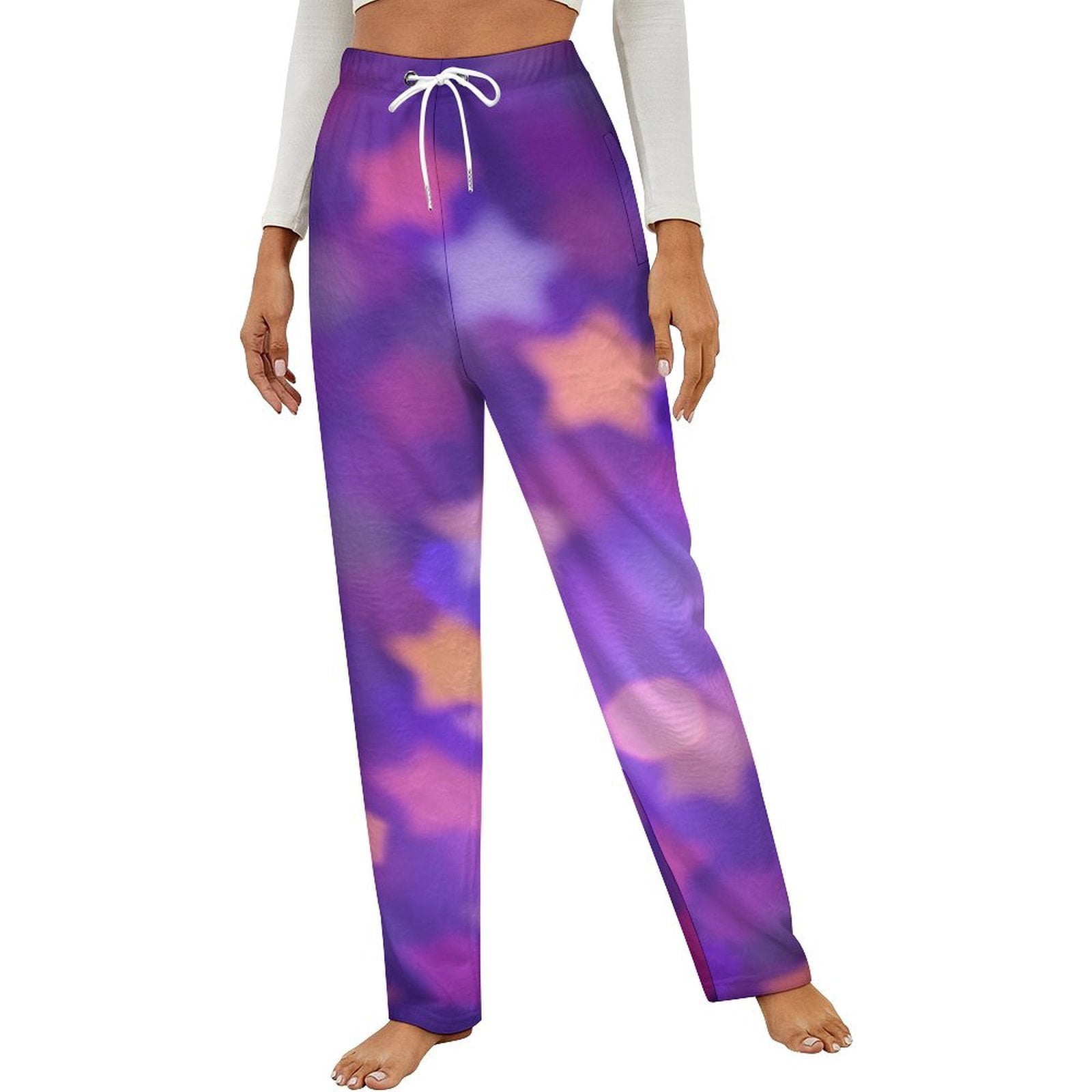 Colored Stars Flannel Pajama Pants Home Pants Home Sleepwear Trousers ...