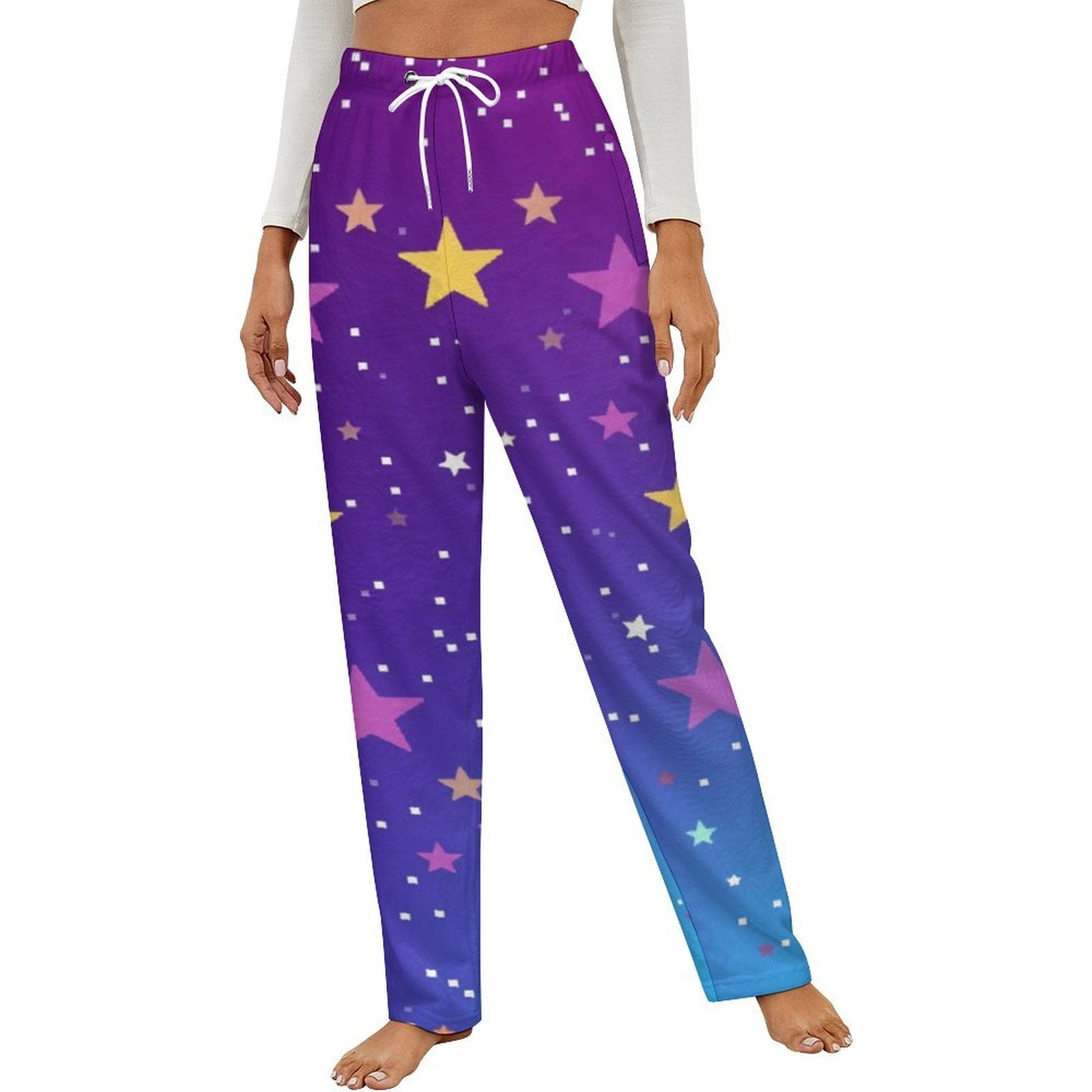 Colored Stars Pajamas Pants Women's Pajama Pants Home Sleepwear ...