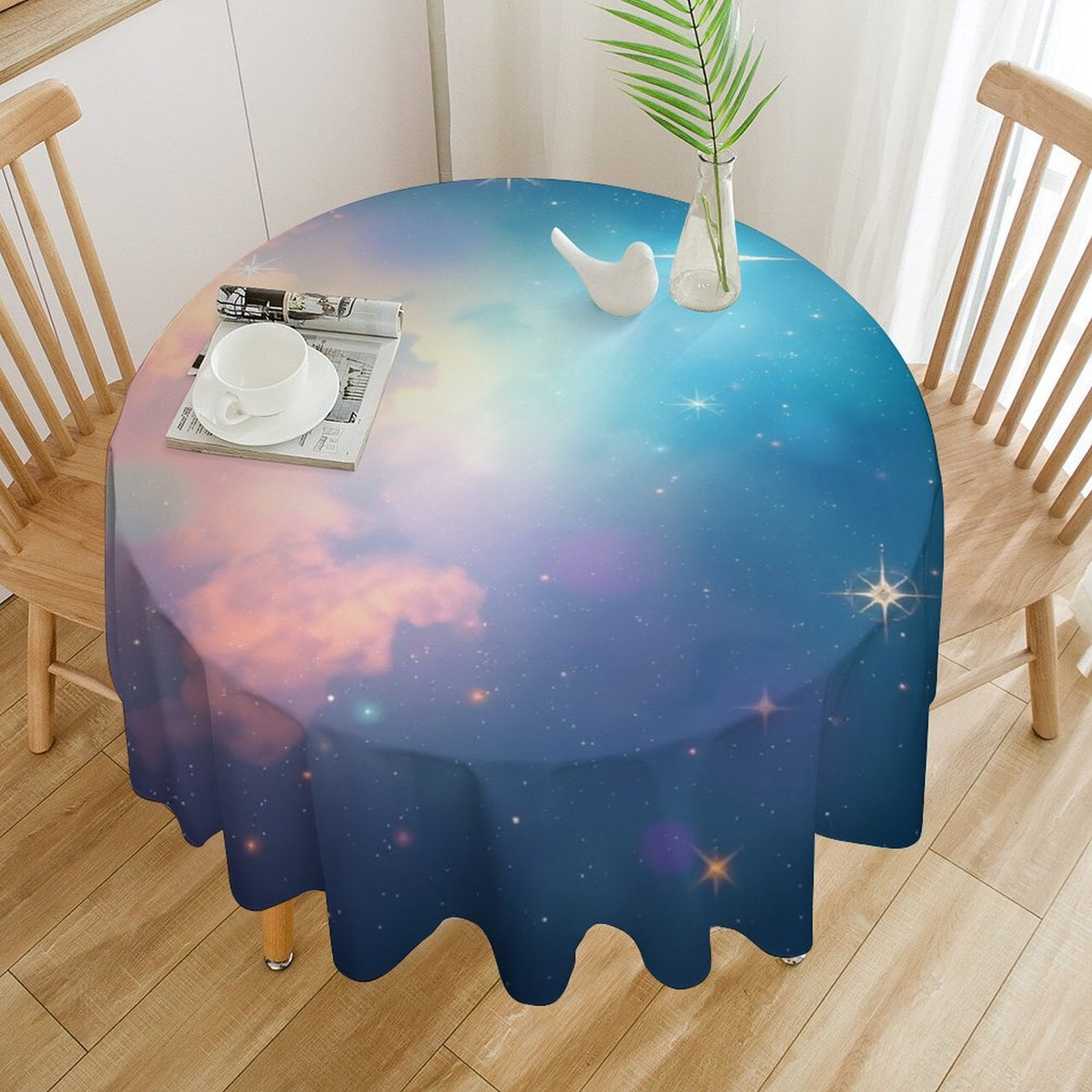 Colored Stars Round Tablecloths Circular Table Cover Washable Polyester ...