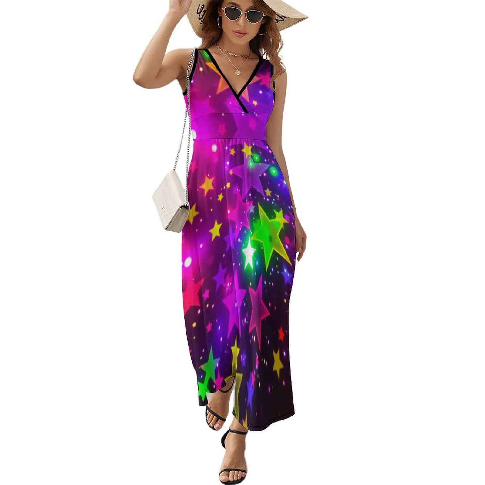 Colored Stars Sleeveless Luxury Evening Dress For Women Party Dress ...
