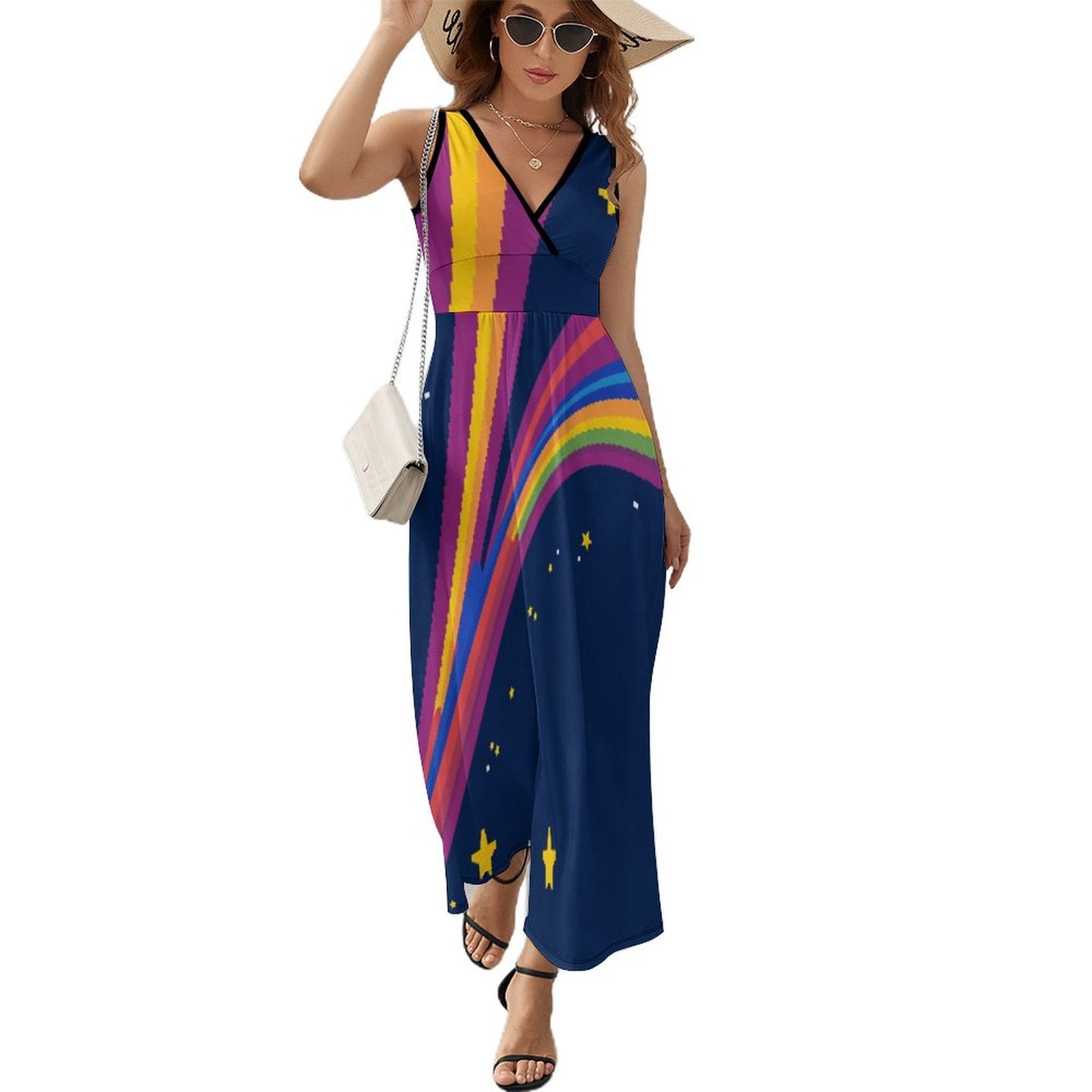Colored Stars Sleeveless Luxury Evening Dress For Women Party Dress ...