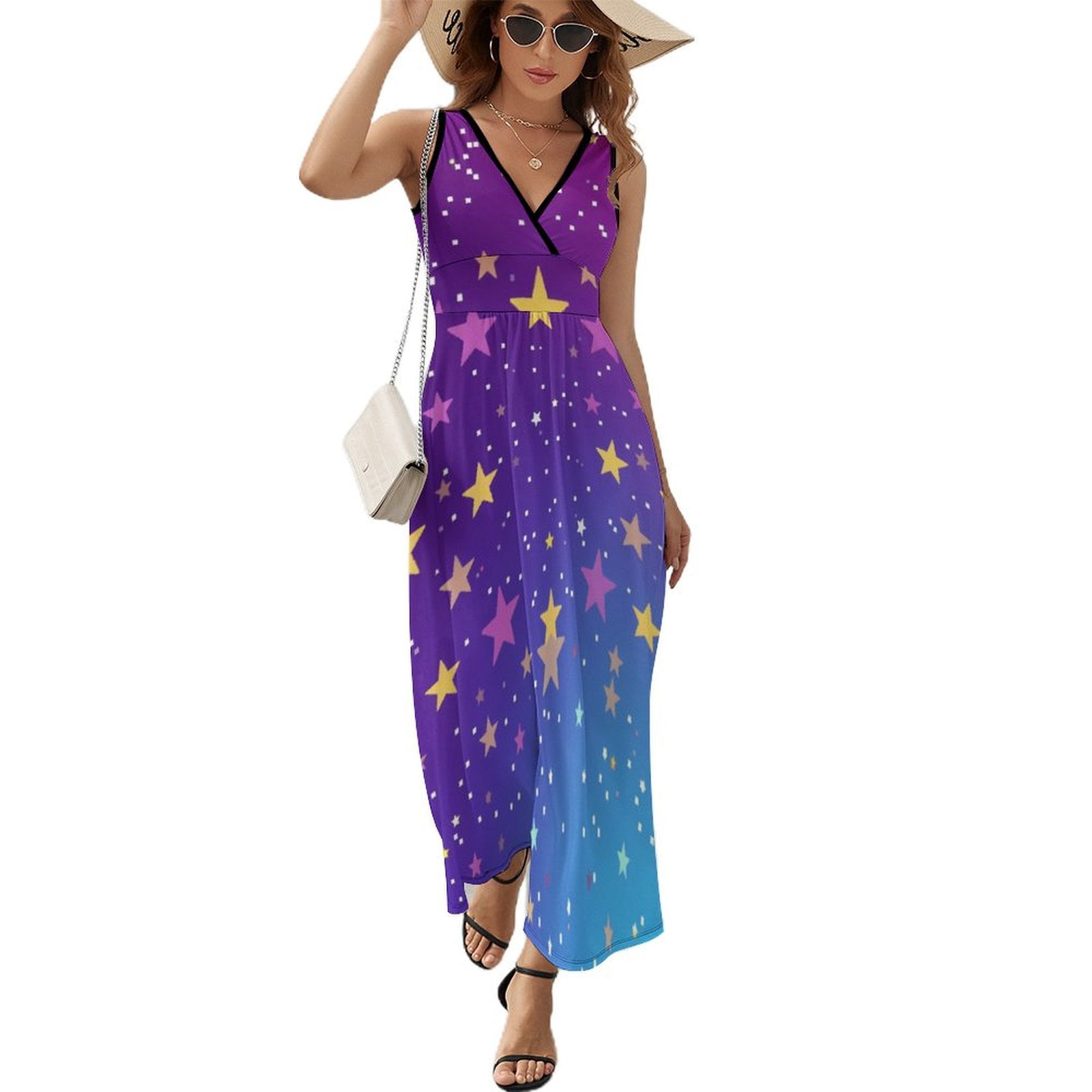 Colored Stars Sleeveless Luxury Evening Dress For Women Party Dress ...