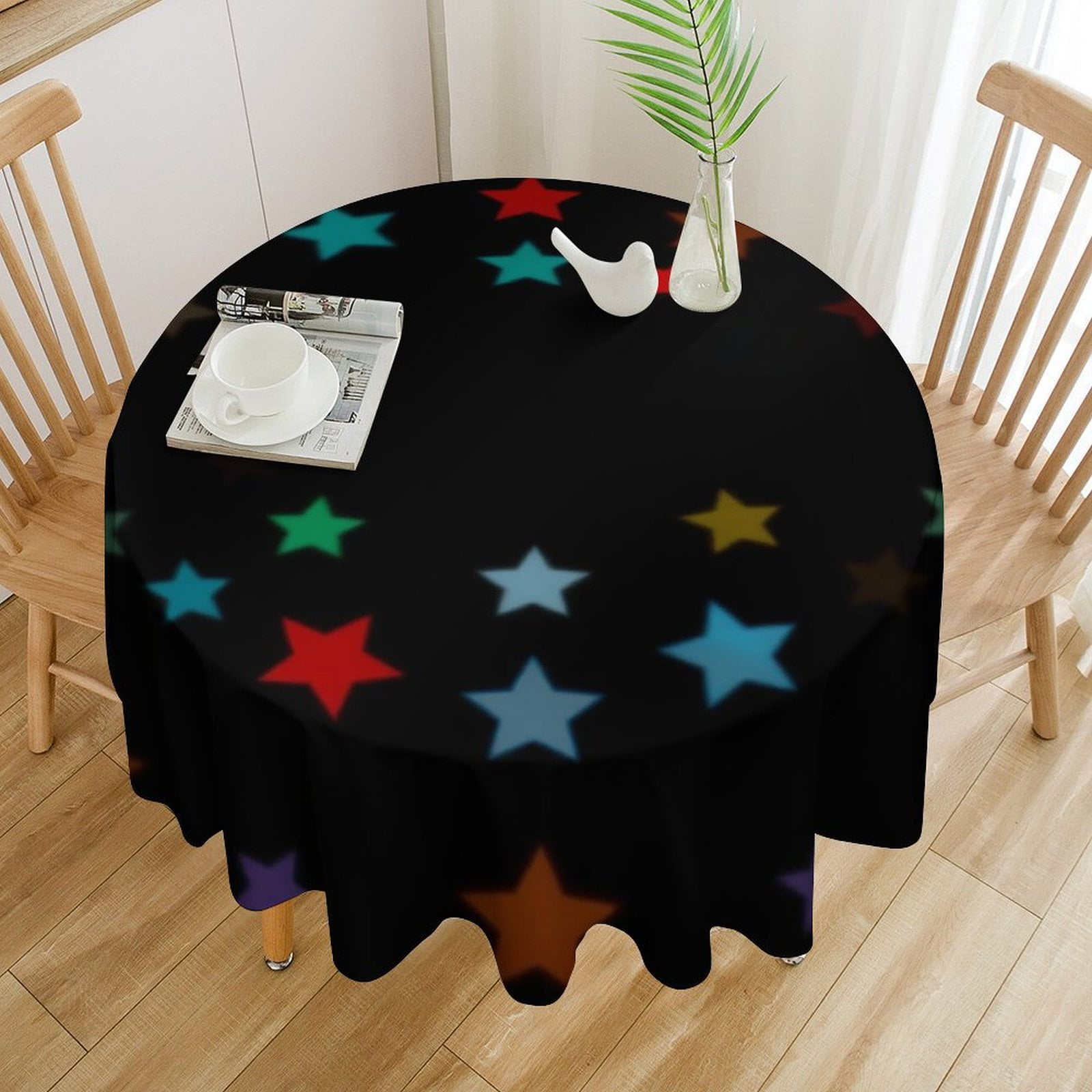 Colored Stars Table Cloth Round PVC Wedding Kitchen Dining Desk Table ...