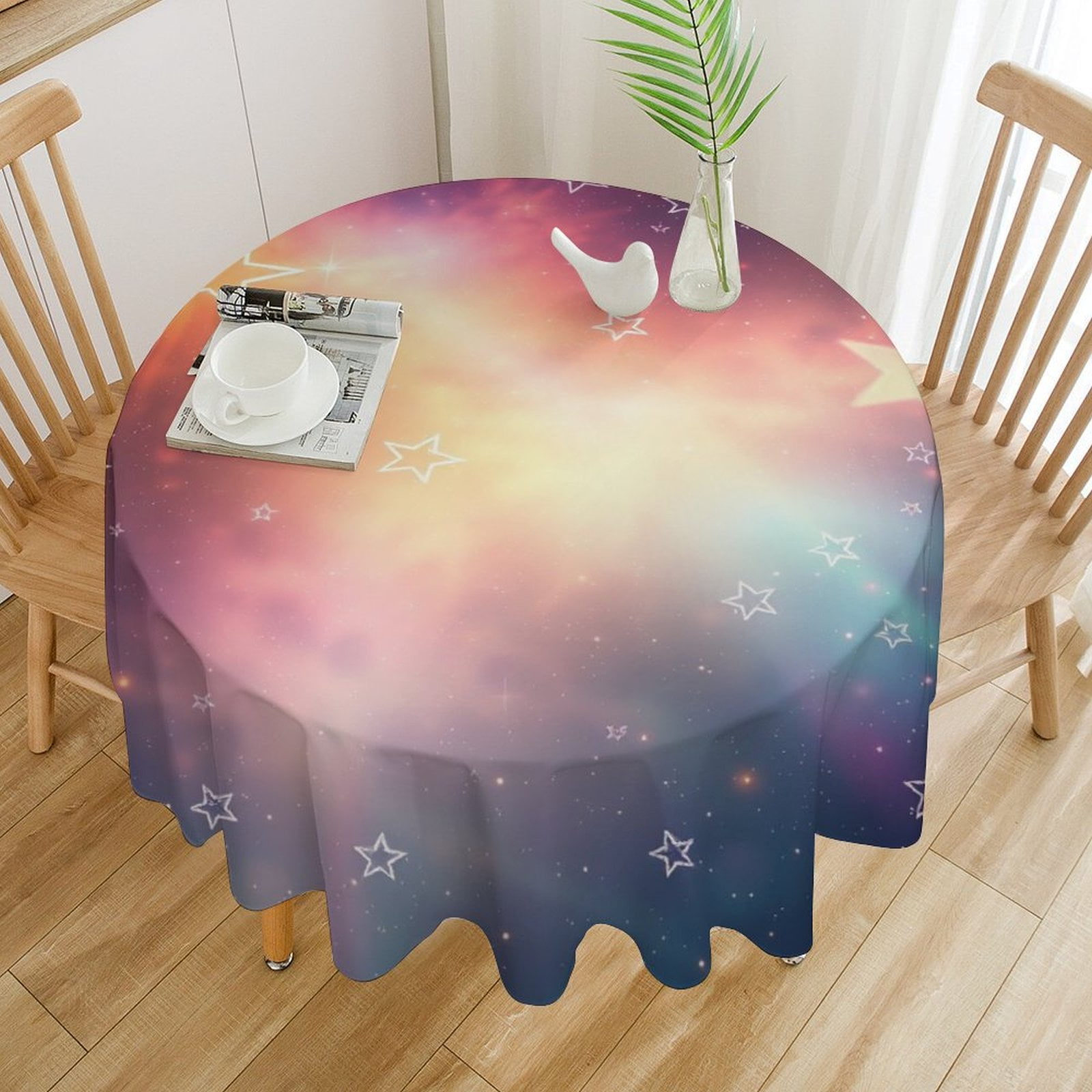 Colored Stars Table Cloth Round PVC Wedding Kitchen Dining Desk Table ...