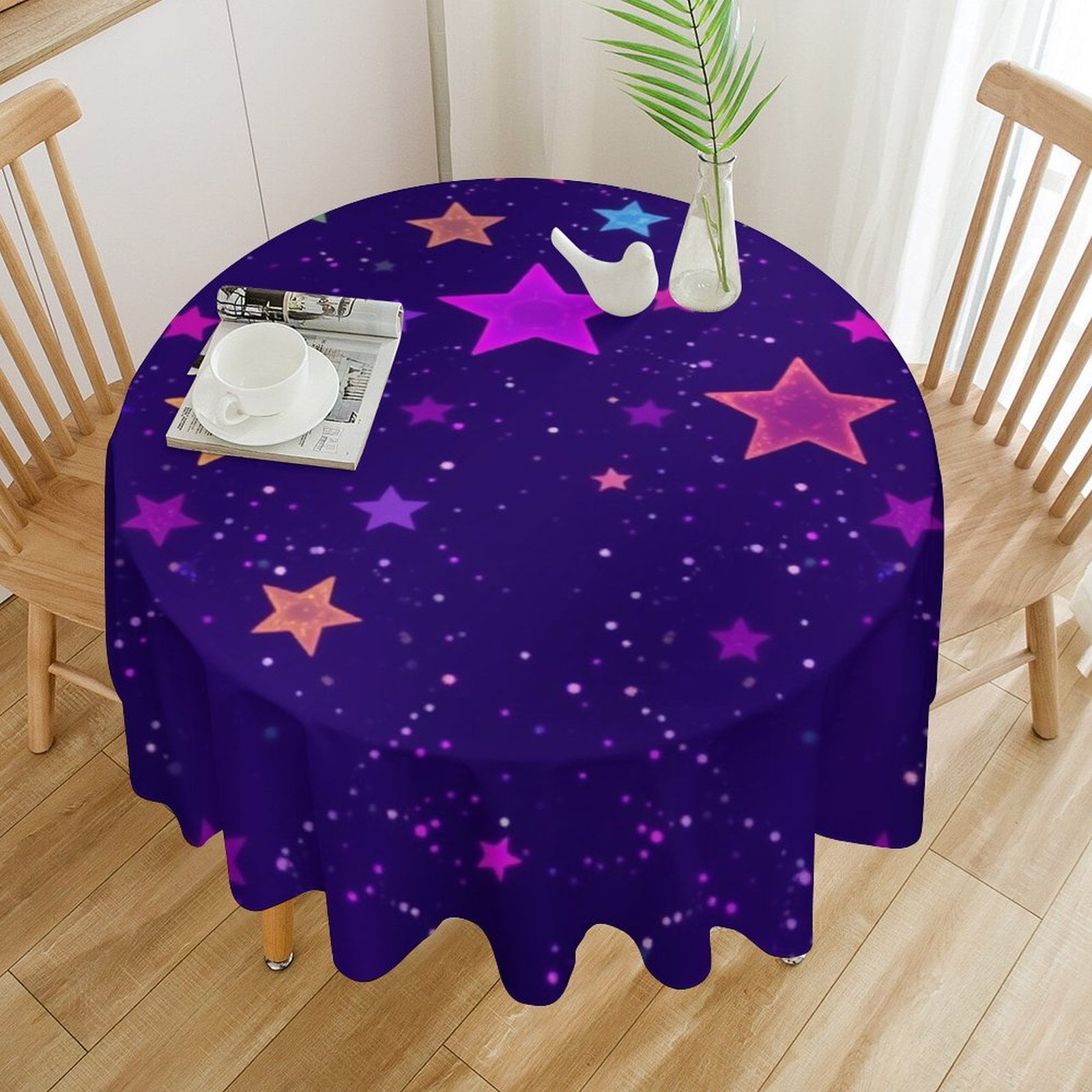 Colored Stars Table Cloth Round PVC Wedding Kitchen Dining Desk Table ...