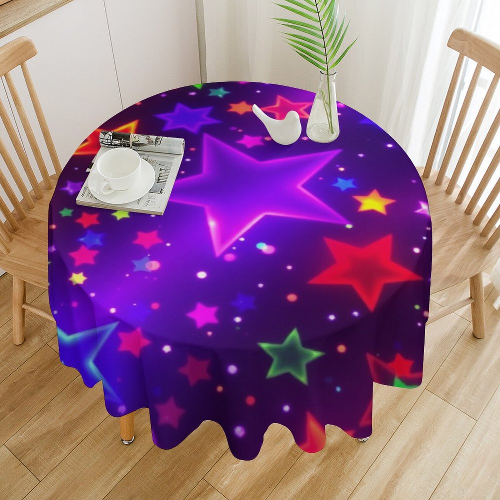 Colored Stars Table Cloth Round PVC Wedding Kitchen Dining Desk Table ...
