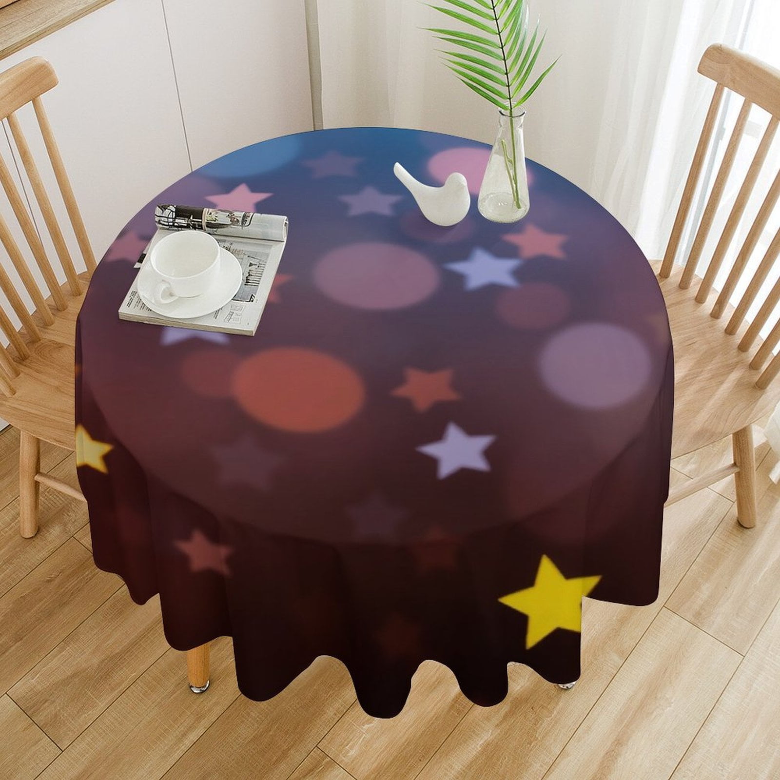 Colored Stars Table Cloth Round PVC Wedding Kitchen Dining Desk Table ...