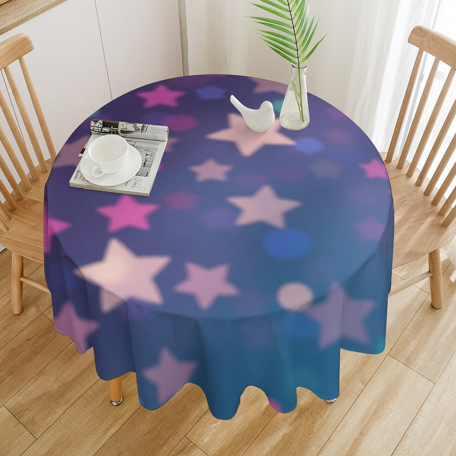 Colored Stars Table Cloth Round PVC Wedding Kitchen Dining Desk Table ...