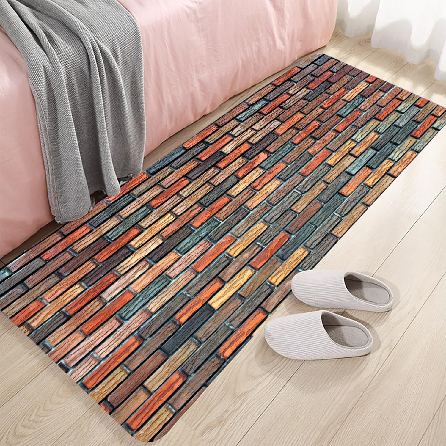 Colored Stone Brick Anti-Fatigue Ergonomic Carpet, 45x17.5 Inch Kitchen ...