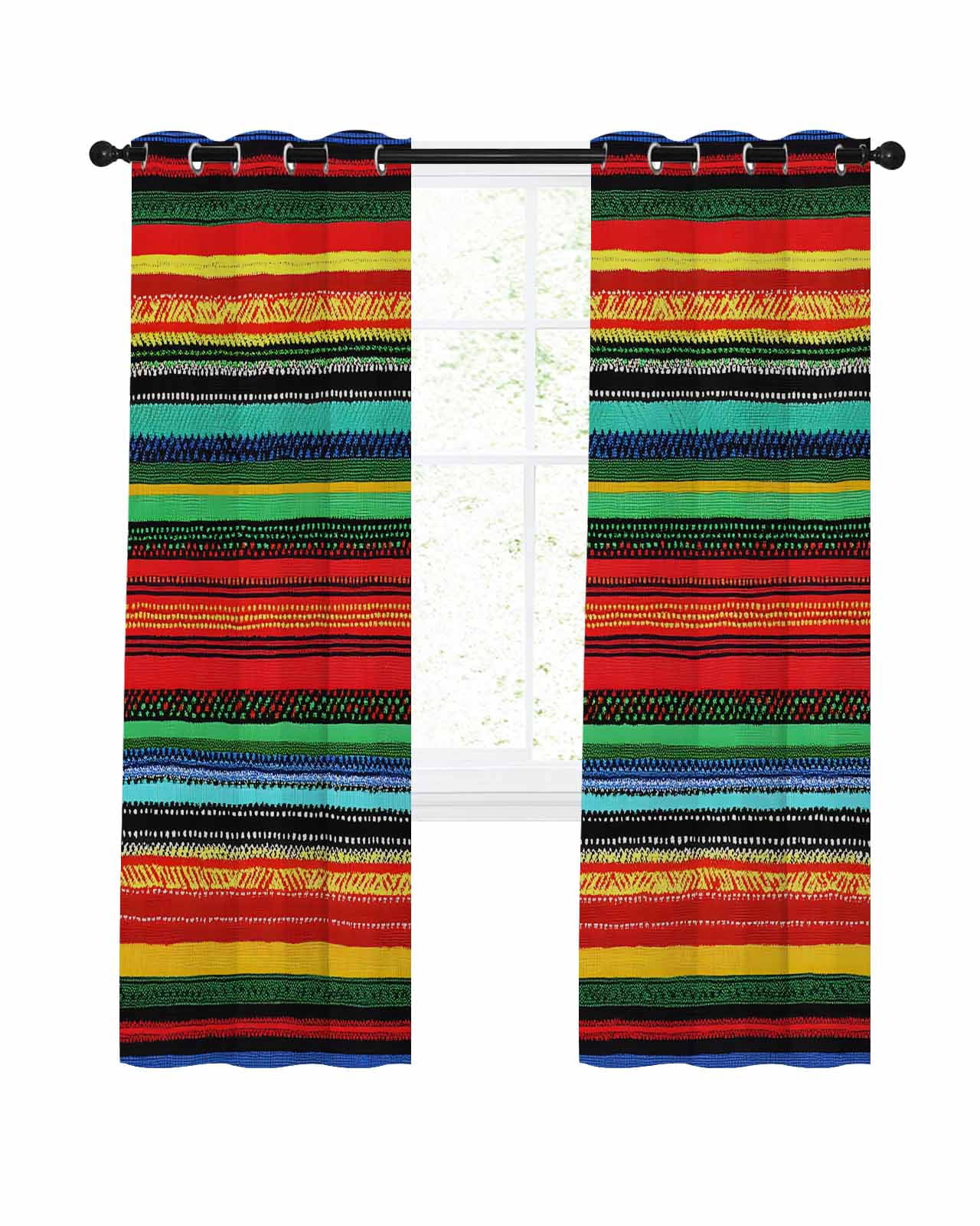 Colored Stripes Blackout Curtains, Light Blocking Print Window Curtains ...