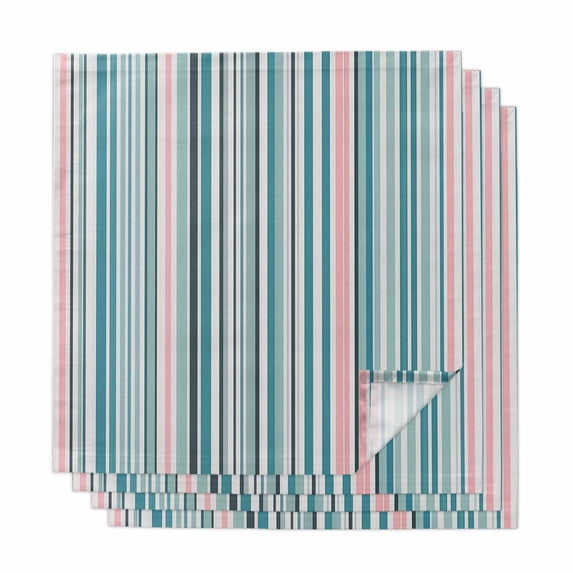 Colored Stripes Cloth Napkins, Modern Abstract Pink Blue Turquoise ...