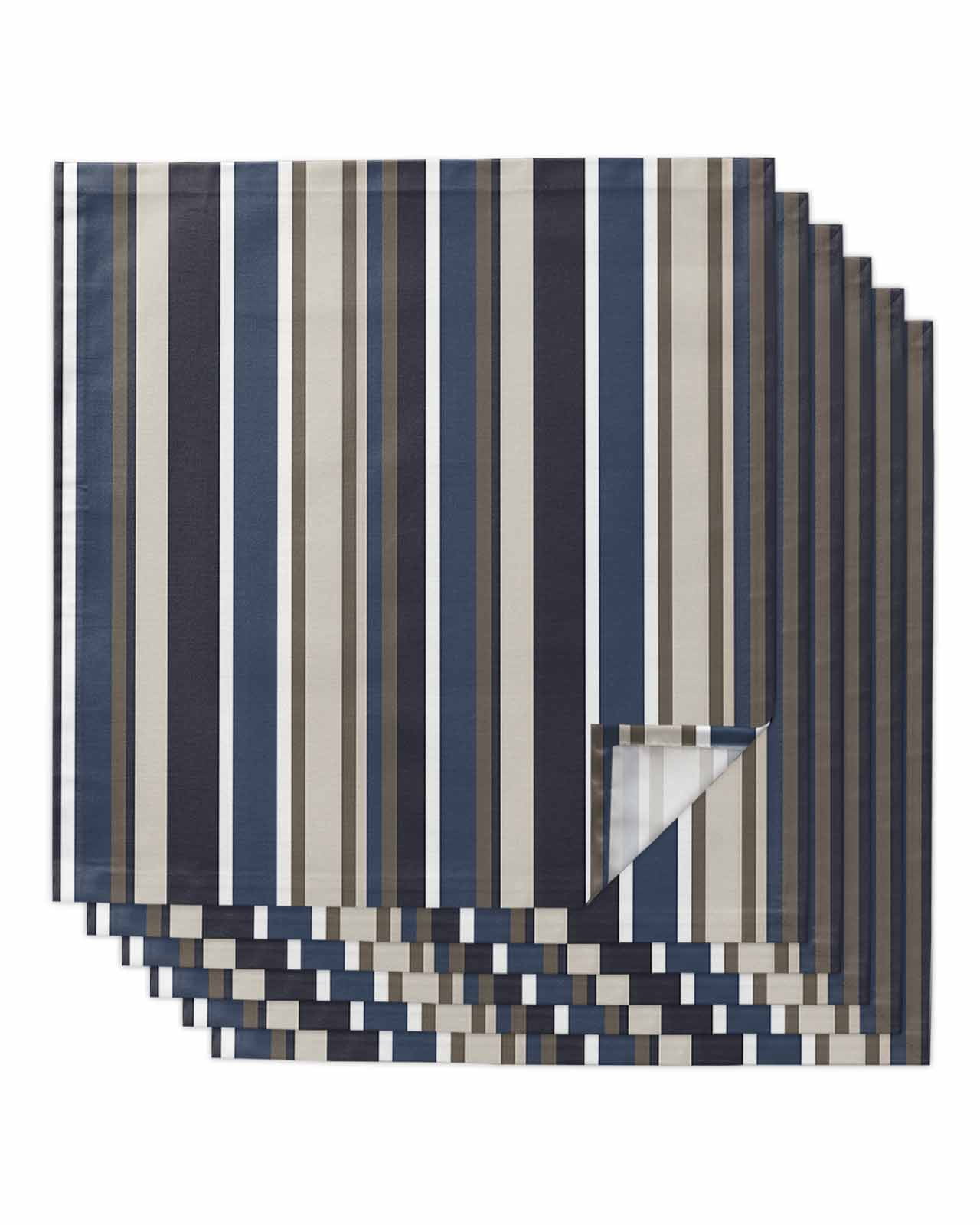 Colored Stripes Cloth Napkins Set of 6 Reusable Dinner Napkins, Blue ...