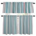 Colored Stripes Kitchen Curtains and Valances Set, Abstract Teal Pink ...