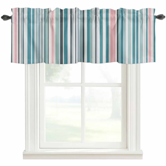 Colored Stripes Rod Pocket Curtain Valance, Modern Abstract Pink Blue ...