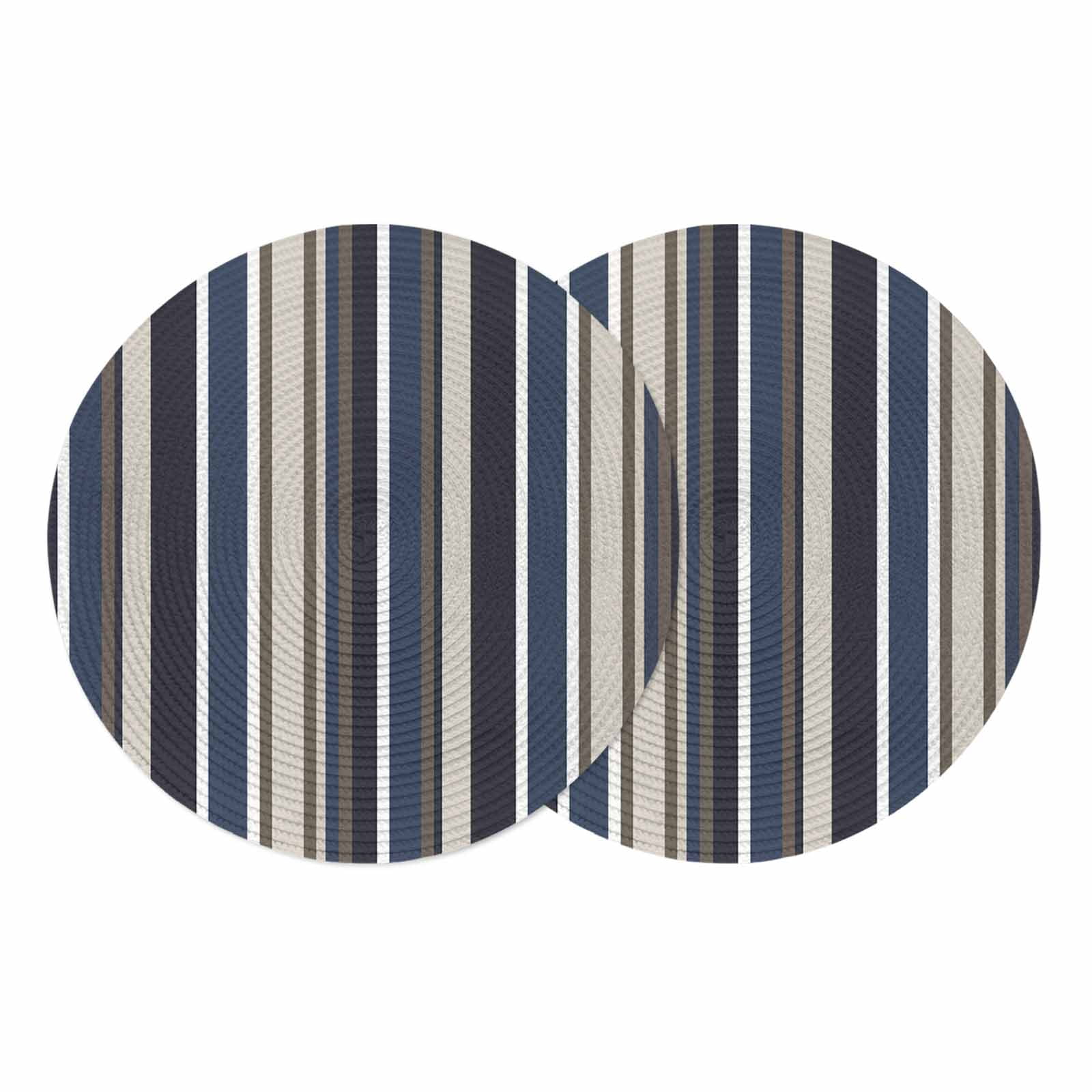 Colored Stripes Round Placemats Set of 2 Blue Black White Brown ...