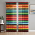 Colored Stripes Semi Sheer Curtains 108 Inch Length 2 Panels Set ...