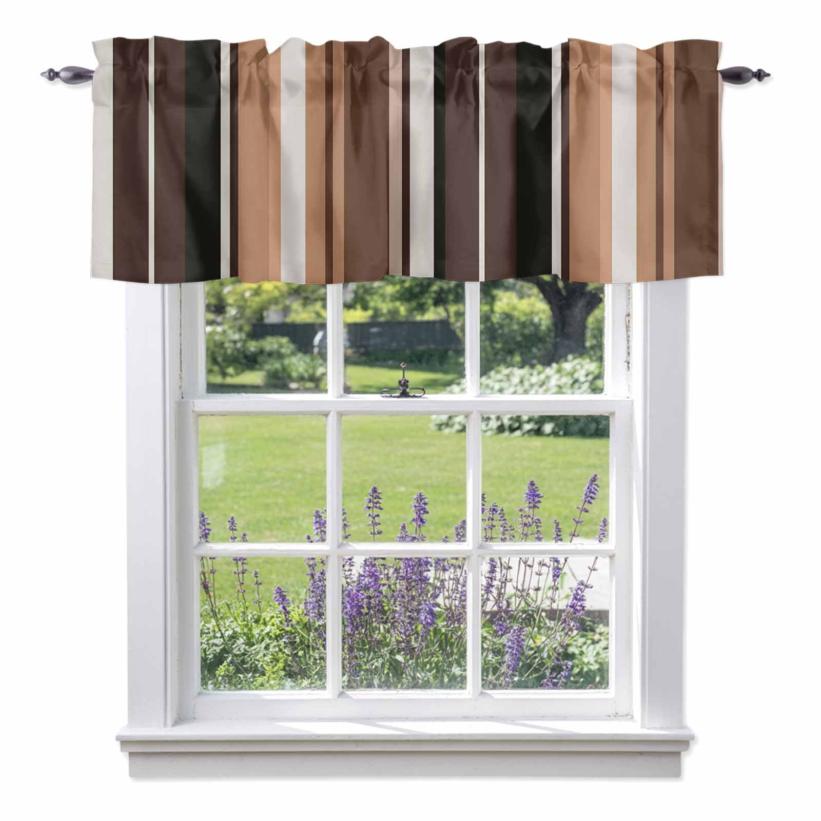 Colored Stripes Valances for Windows Abstract Brown Black Vertical ...