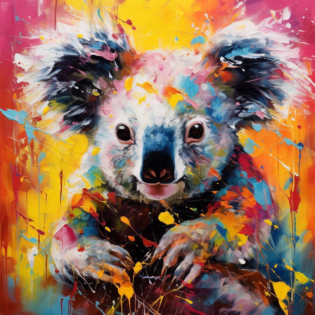 Colored Texture Koala Bear 5D Diamond Art Painting by Number Kits for ...