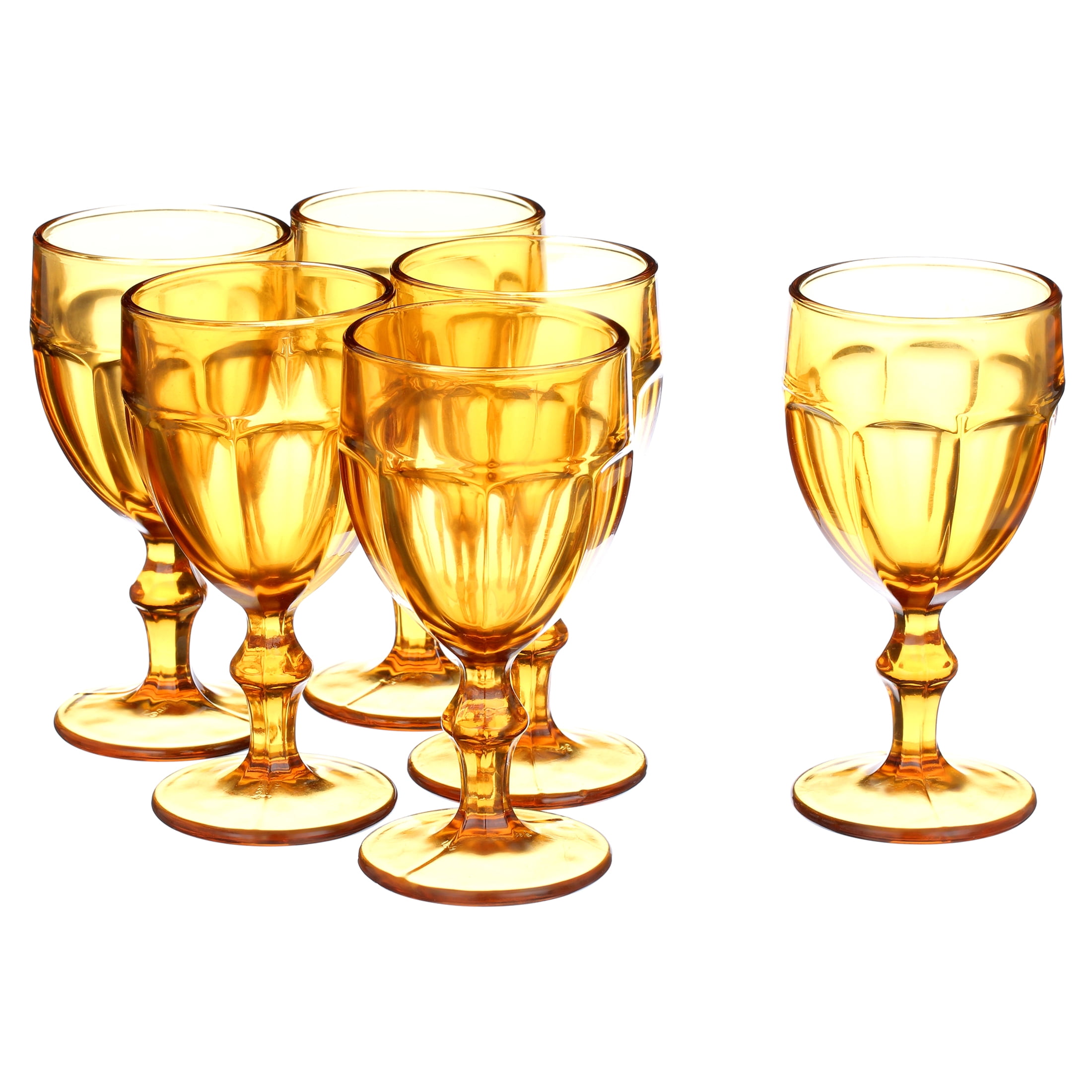 Colored Water Glasses With Stem, Footed Iced Beverage Goblets, Set Of 6 ...