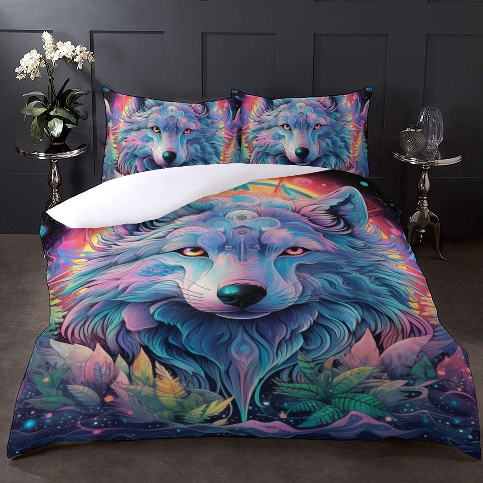 Colored Wolf Quilt Cover 3D Printed Bedding Set Comforter Covers Duvet ...