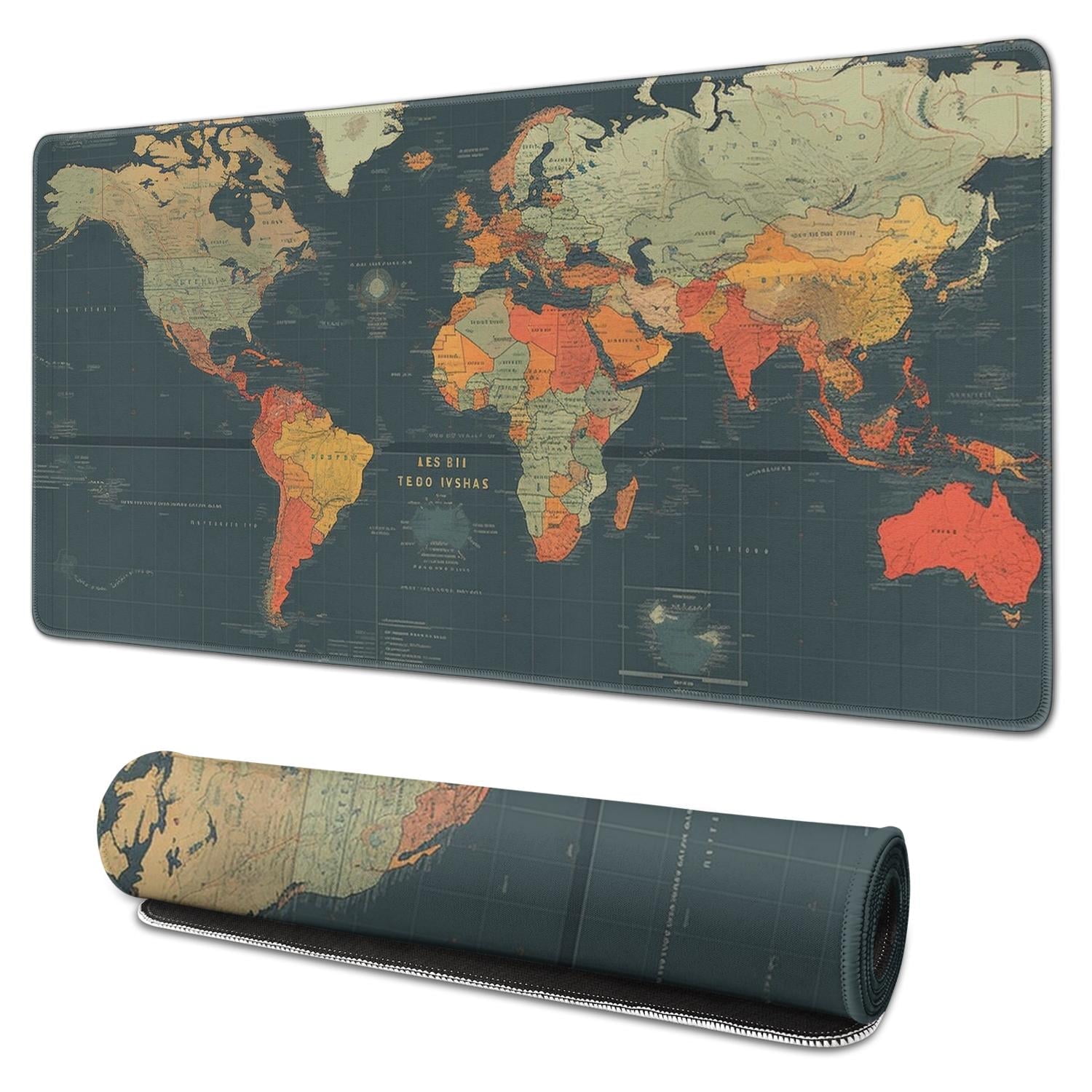 Colored World Map Borders Countries Roads and Cities Gaming Mouse Mat ...