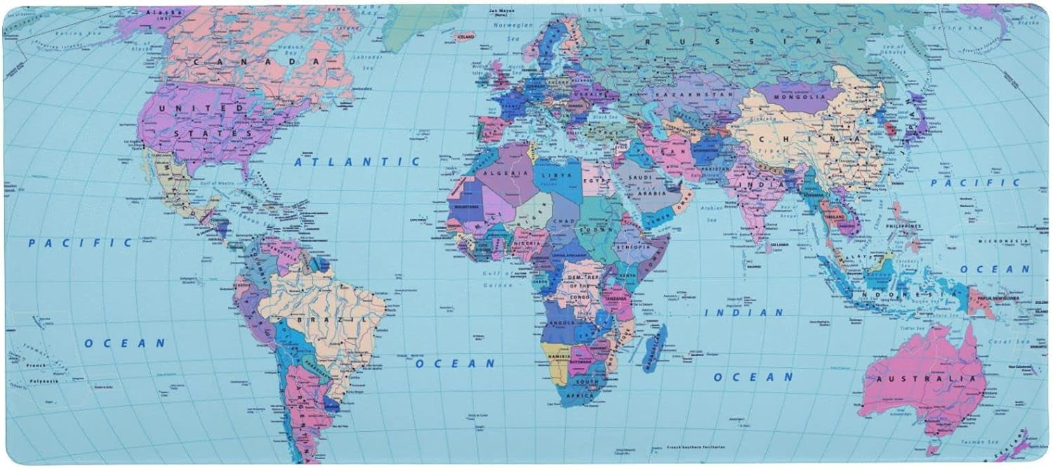 Colored World Map Mouse Pad, Gaming Mouse Pad Extended Computer ...