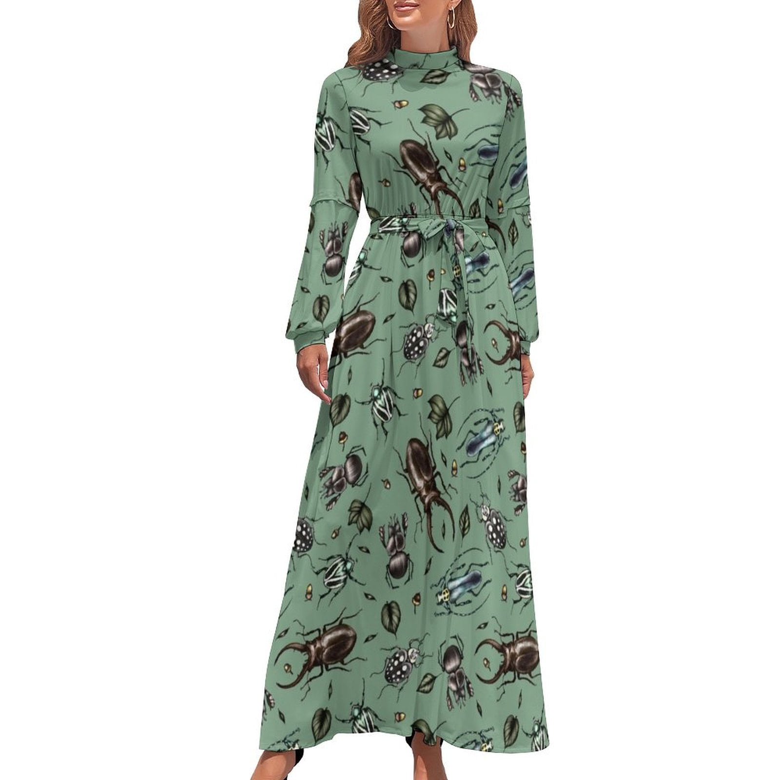 Colored beetle pattern - Insect collection Long Dress Clothing ladies ...