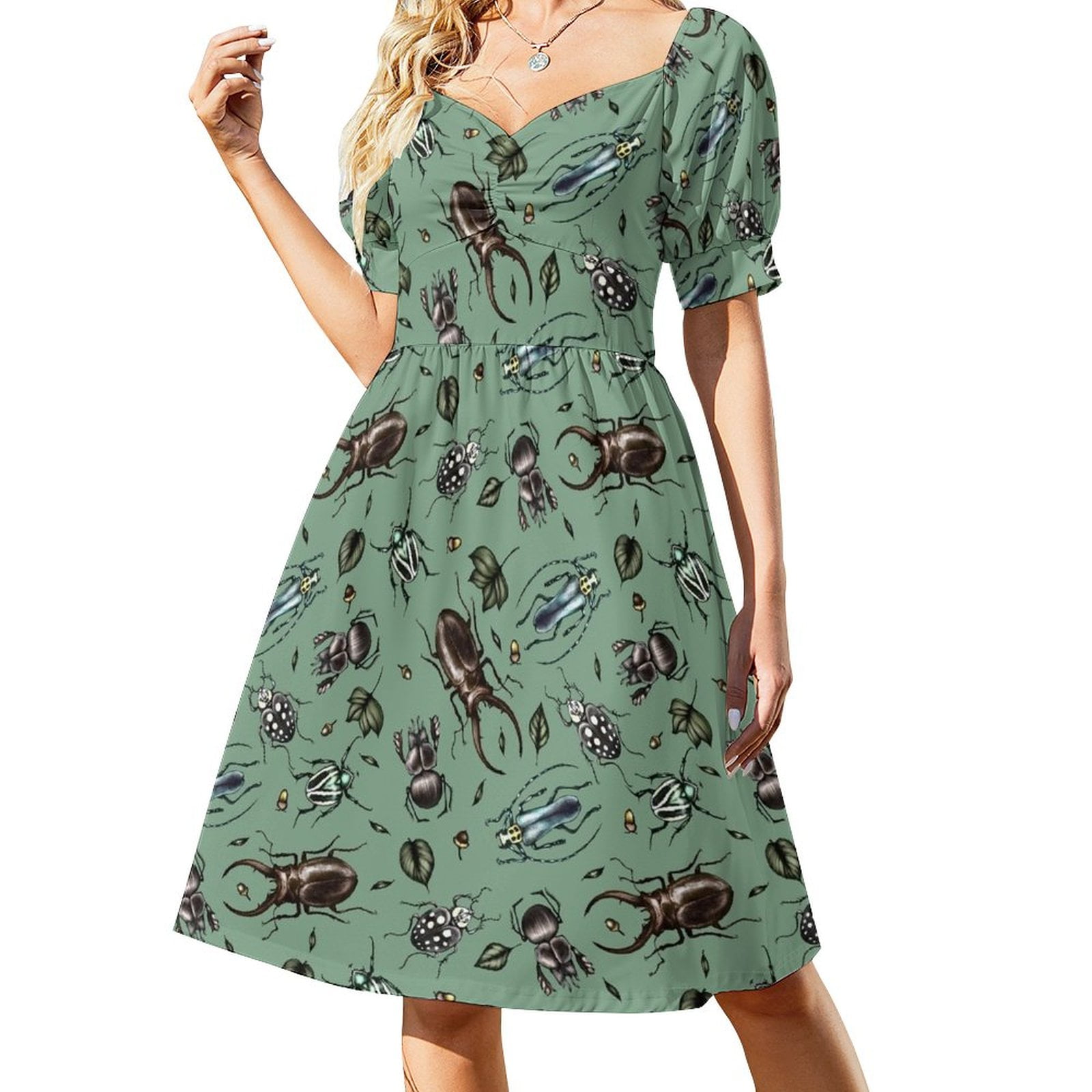 Colored beetle pattern - Insect collection Sleeveless Dress Female ...