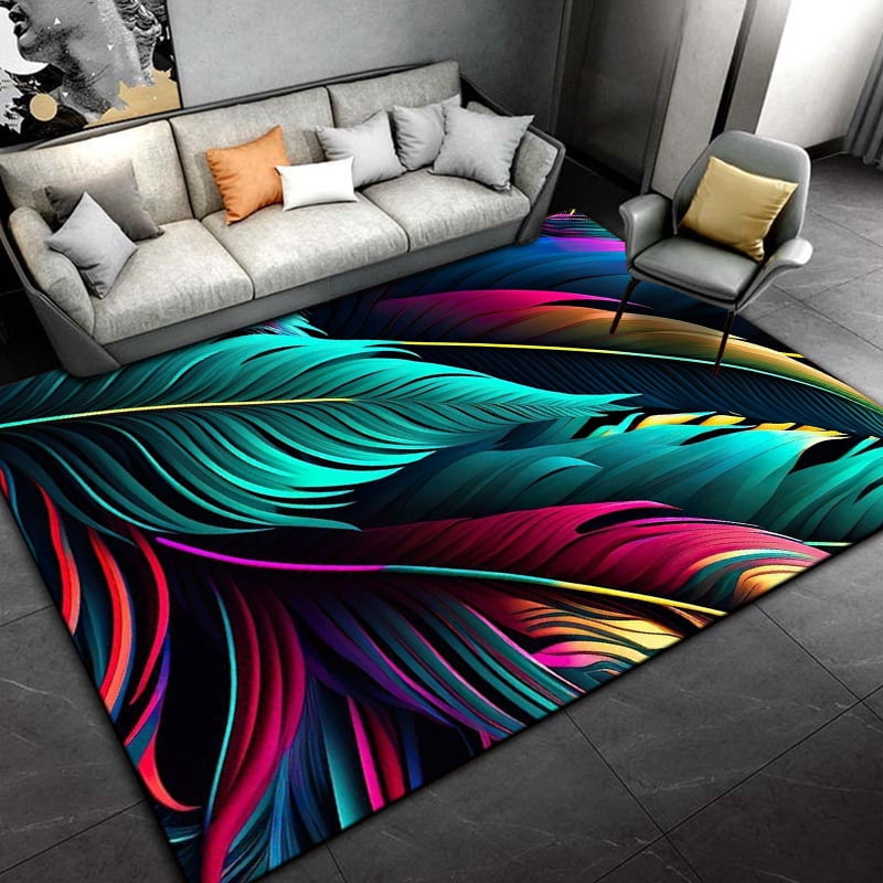Colored feathers Rugs for Bedroom Fluffy Square Floor Carpets Living ...