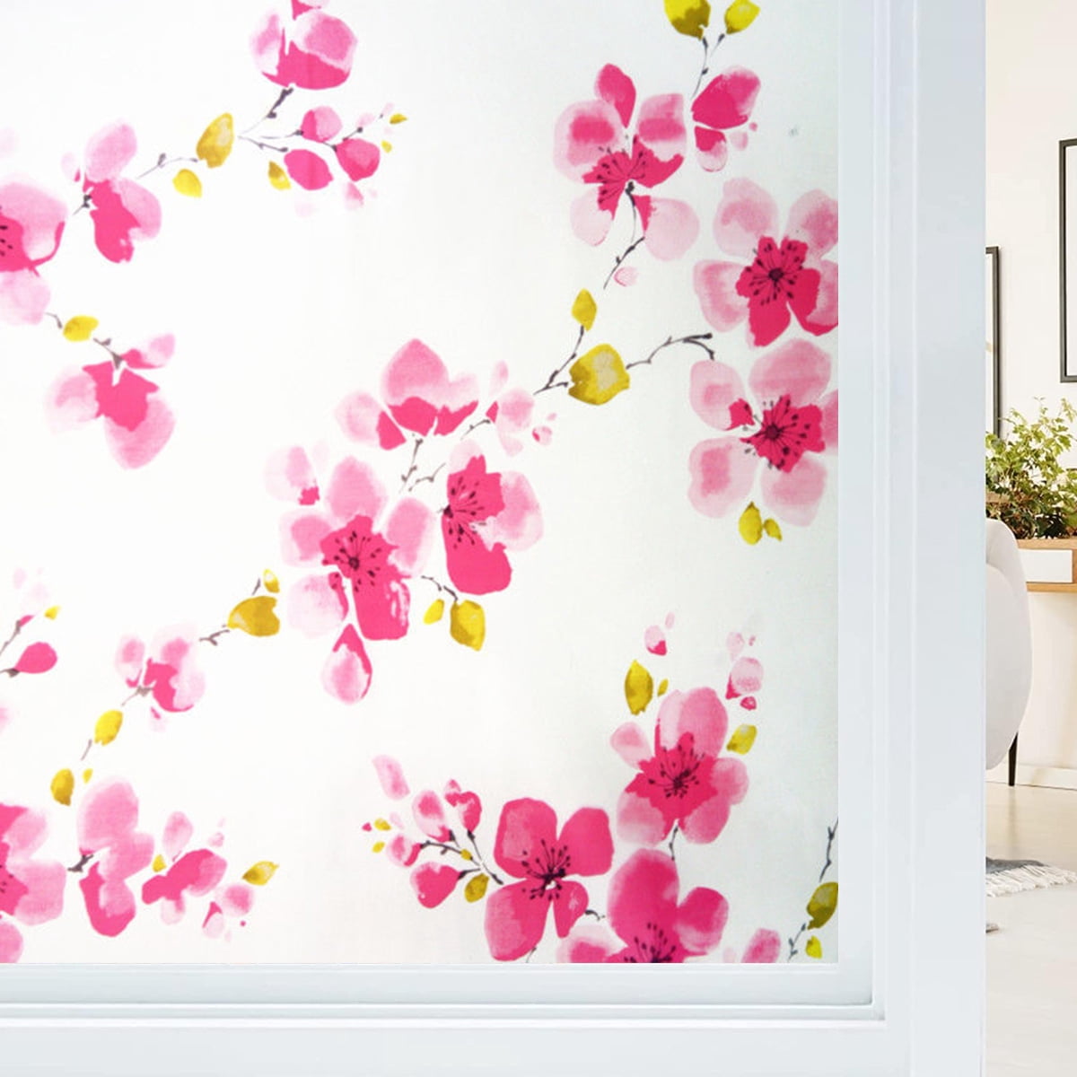 Colored flower pattern glass sticker anti-peep privacy window film ...