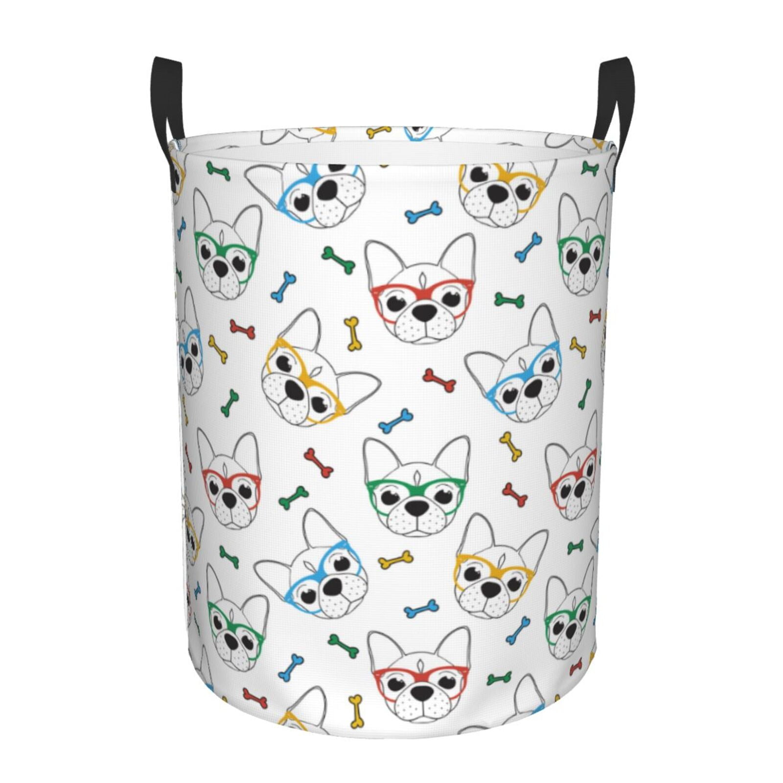 Colored glasses French Bulldog Round Laundry Basket, Laundry Hamper ...