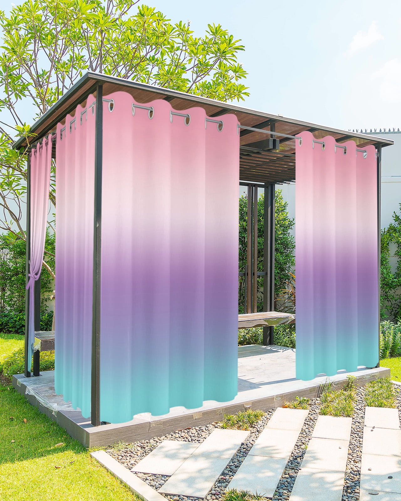 Coloredd Rainbow Outdoor Curtains for Patio Waterproof, Ombre Purple ...