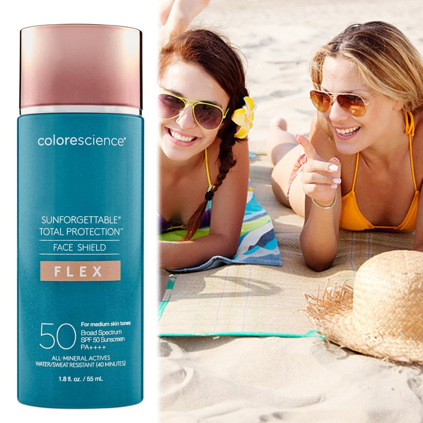 Colorescience Total Protection Face Shield Flex SPF 50, Liquid Mineral Foundation Makeup with ...