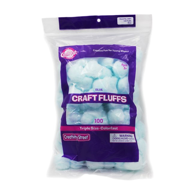 Colorfast Craft Fluffs, Blue, 12 Packs of 100 - Walmart.com