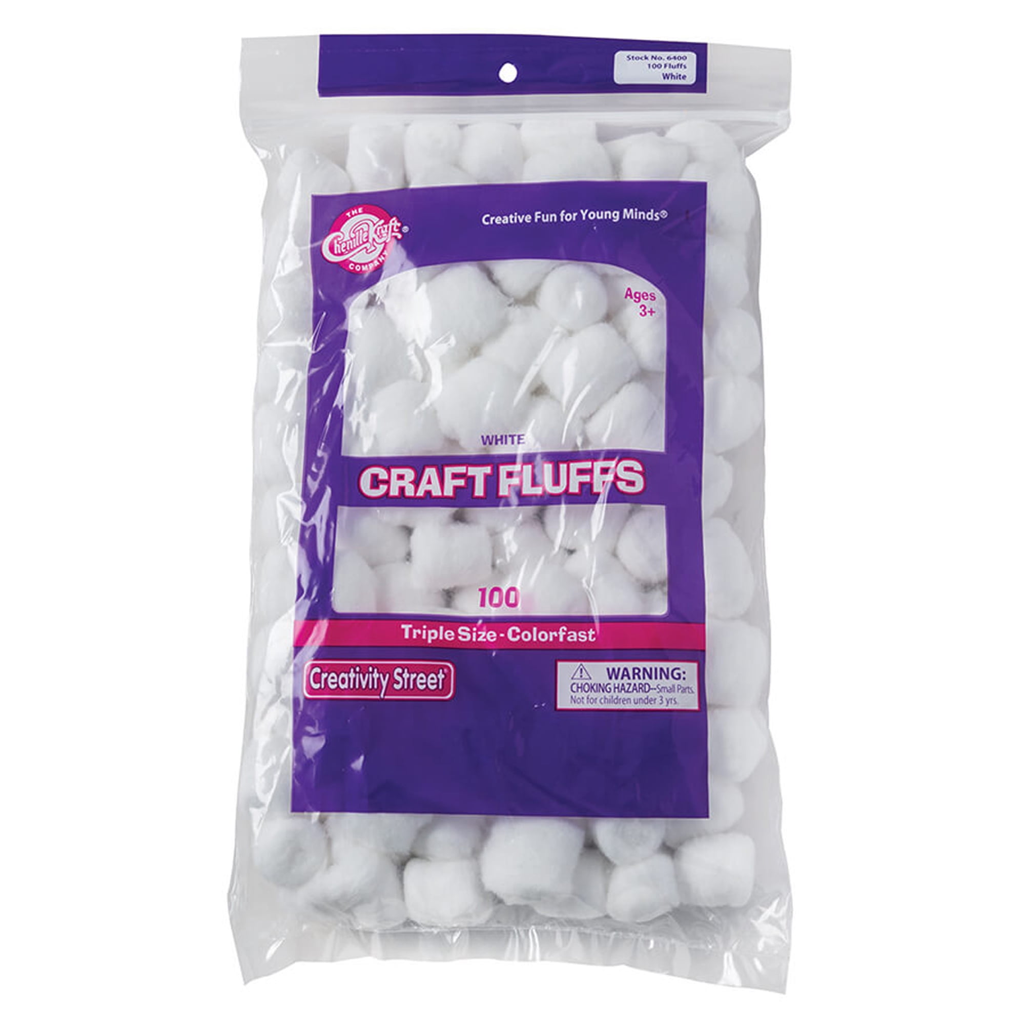 Colorfast Craft fluffs, White, 12 Packs of 100 - Walmart.com