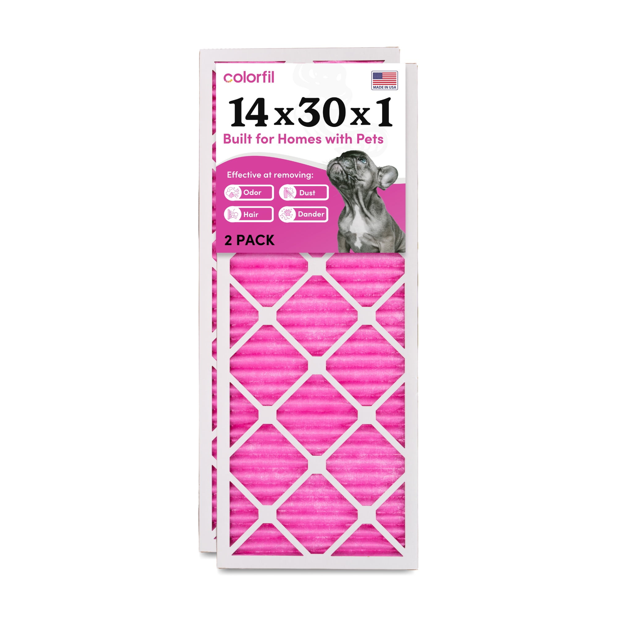 Colorfil 14x30x1 Odor & Color Changing Pleated AC Filter 2pk - Walmart.com