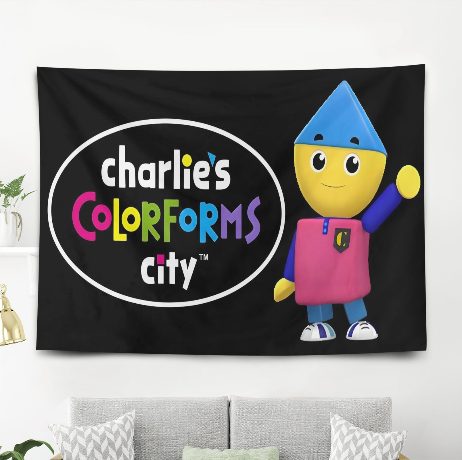 Colorforms City 0f Charlie Pattern Wall Hanging 50*60 Inches High ...