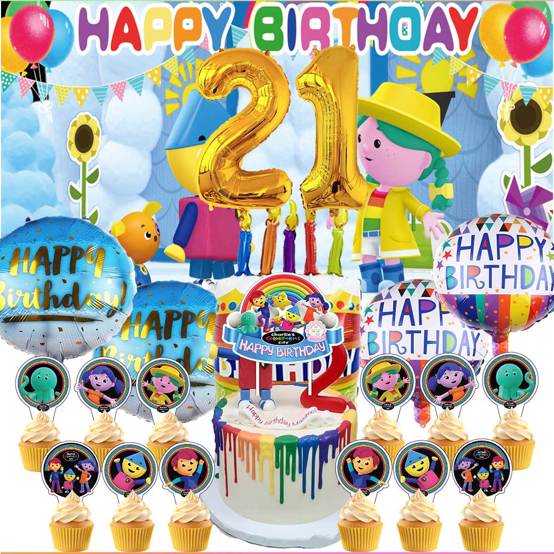 Colorforms City of Charlie Party Supplies Decor 21th Kit Balloons ...