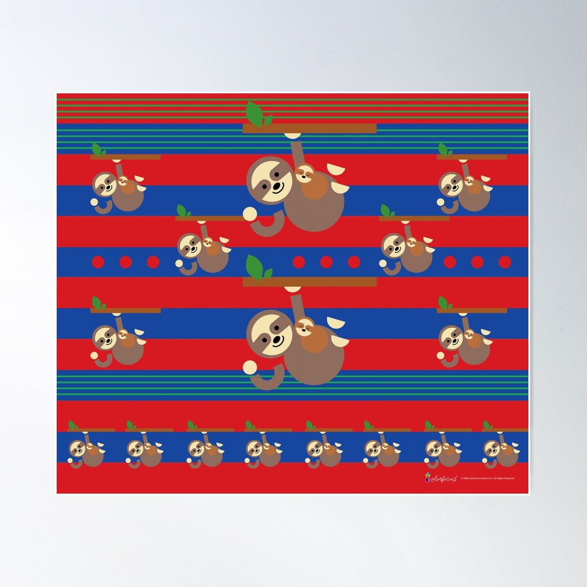 Colorforms, Cute Sloth Poster Wall Art, Modern Wall Decor For Living ...