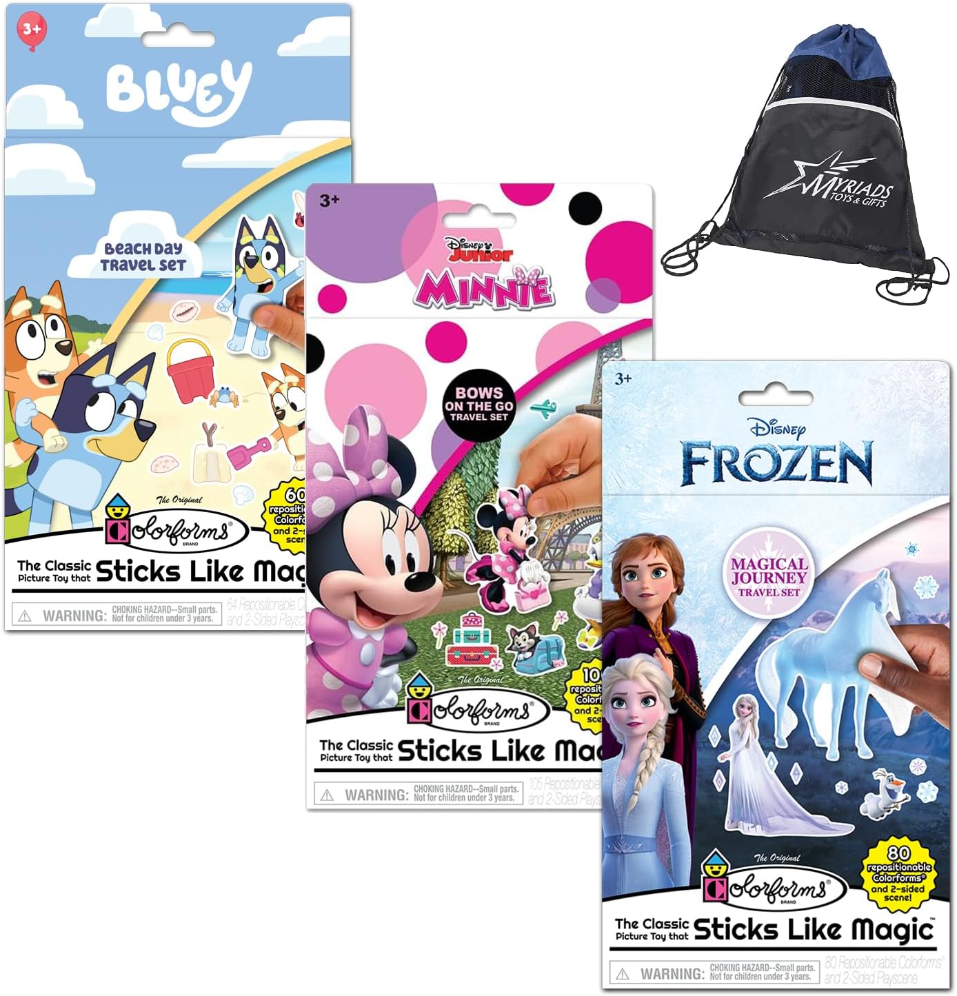 Colorforms Travel Day Bundle of 3 (Bluey, Frozen, and Minnie Mouse ...