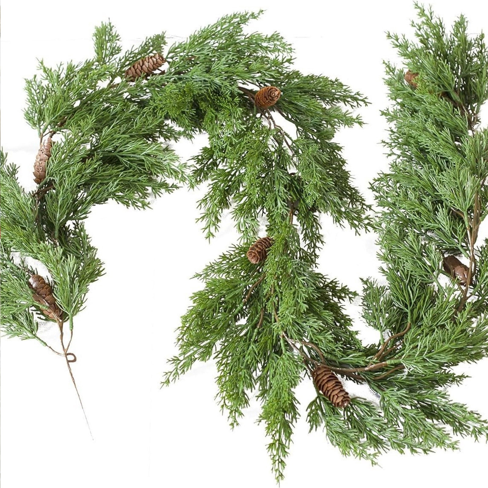 Colorful 1.95 Meter Artificial Pine Needle Garland With Pine Cones ...