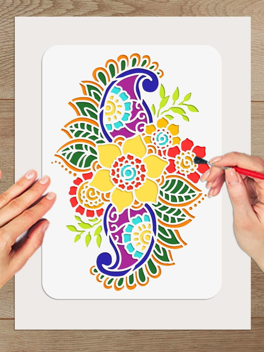 Colorful 1 Pc Indian Pattern Stencil PET Hollow Out Drawing Painting ...