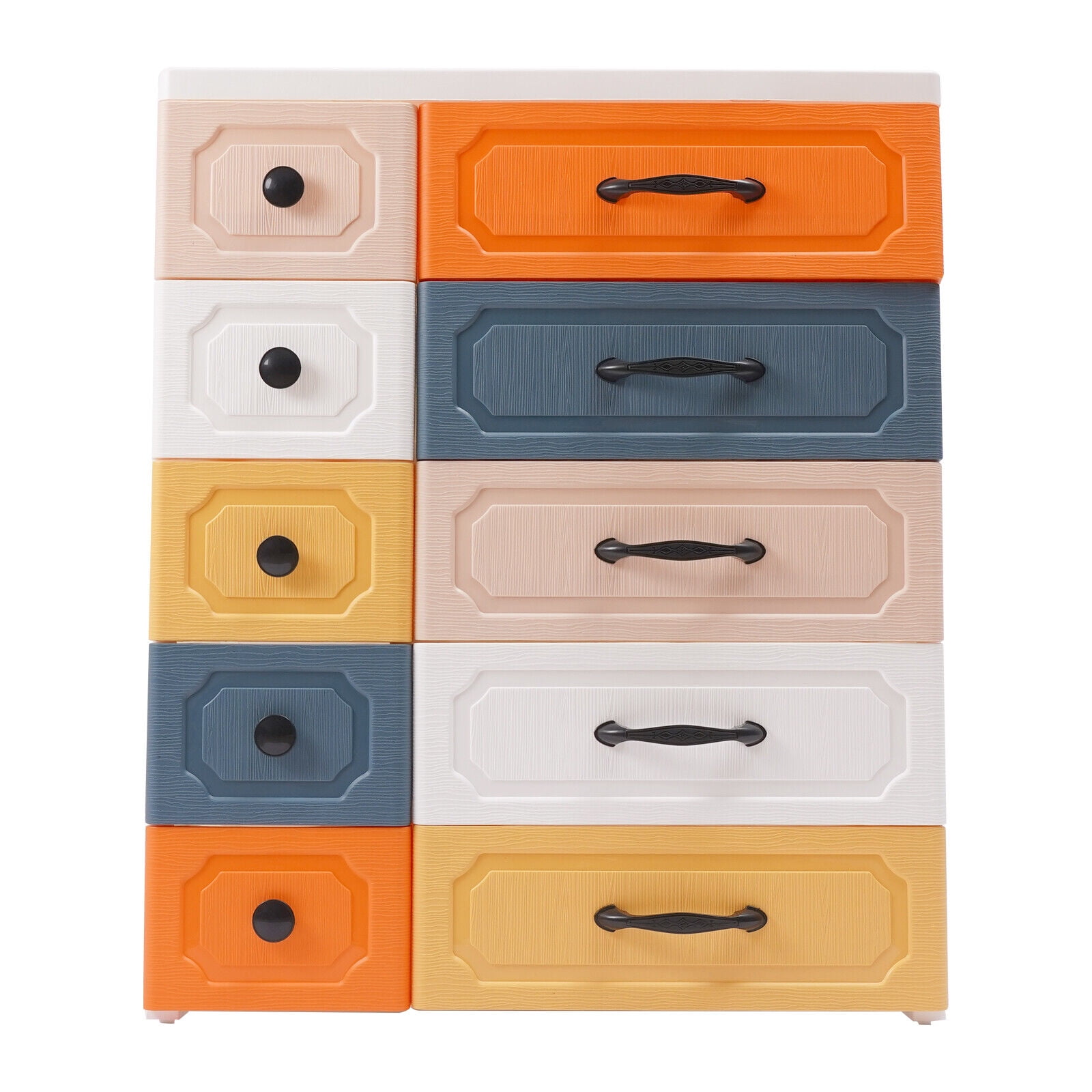 Colorful 10 Drawers Storage Drawer Units Plastic Storage Dressers Chest ...