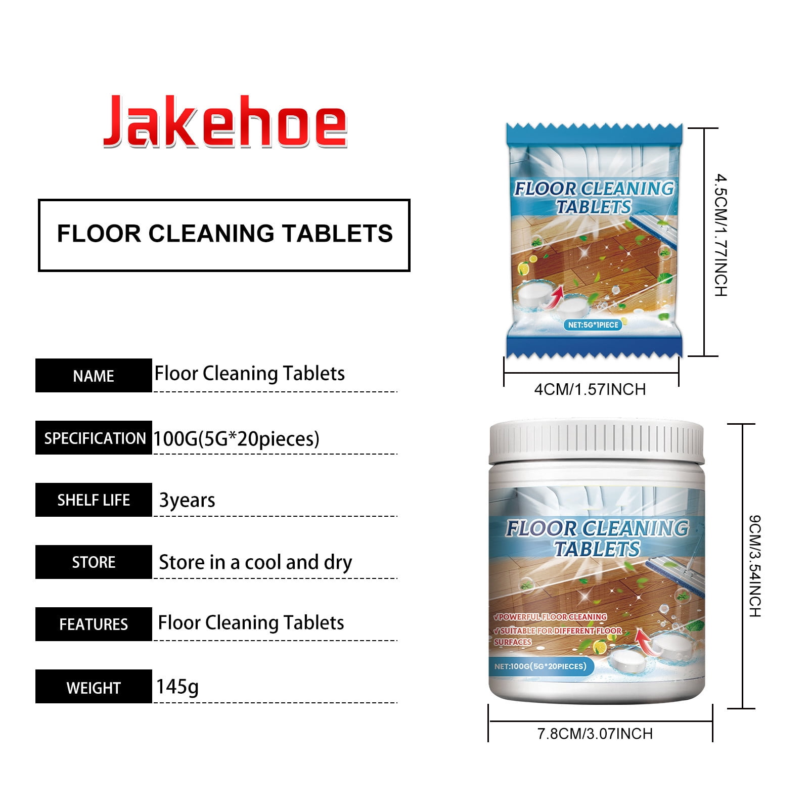 Colorful 100-Pack Floor Cleaning Tablets, Dissolvable Pods For Mopping ...