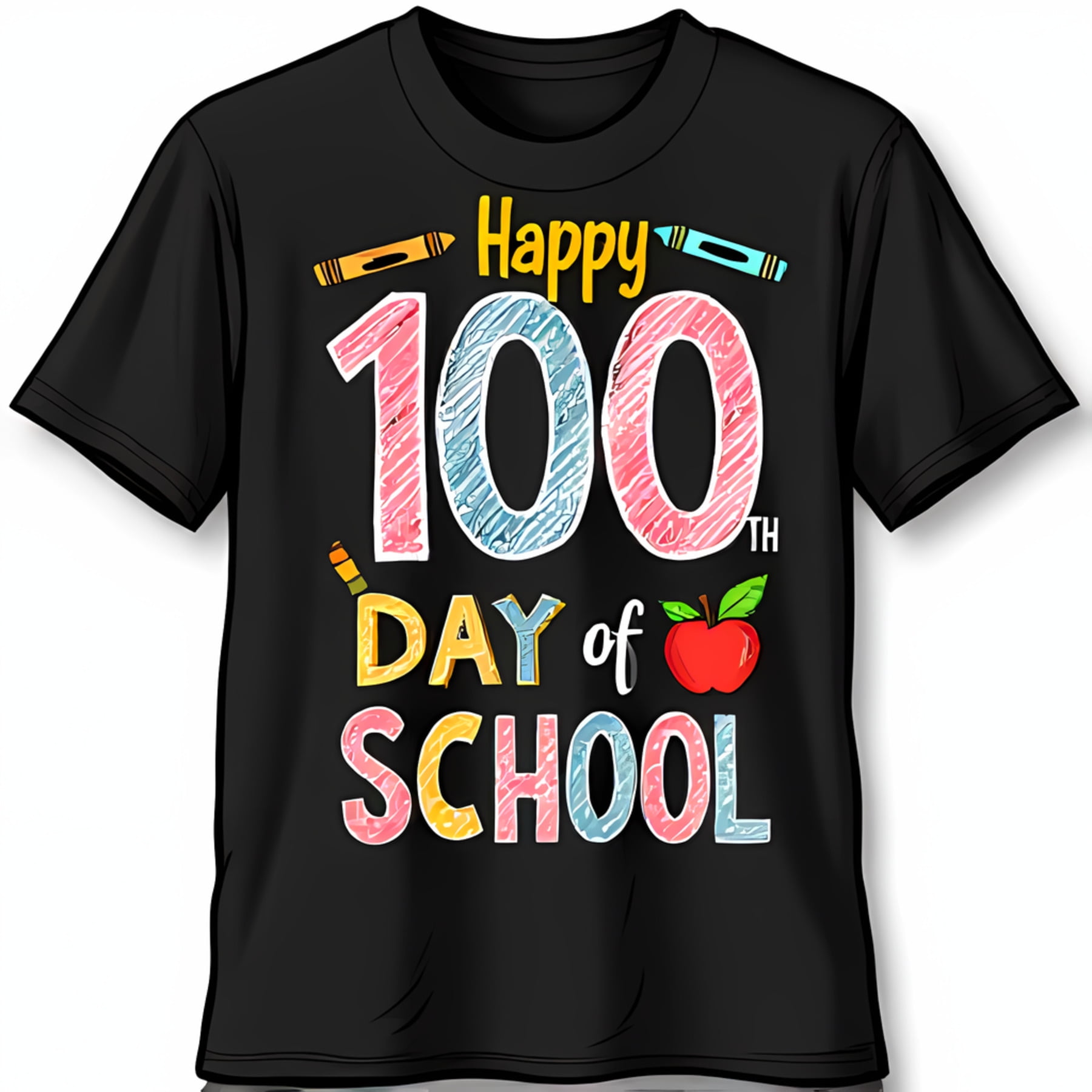 Colorful 100th Day of School T-Shirt for & Teachers Black Tee with ...