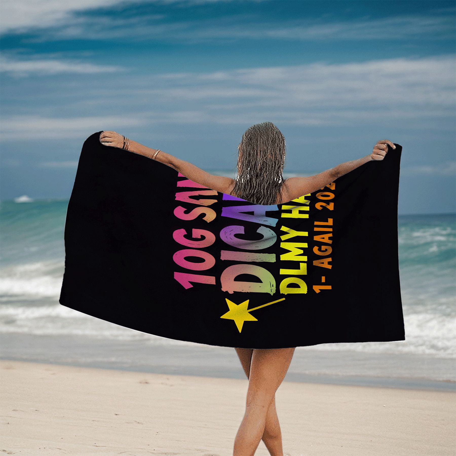 Colorful 10G SAN DICAIN DLMY HANS Beach Towel with Palm Tree Star ...