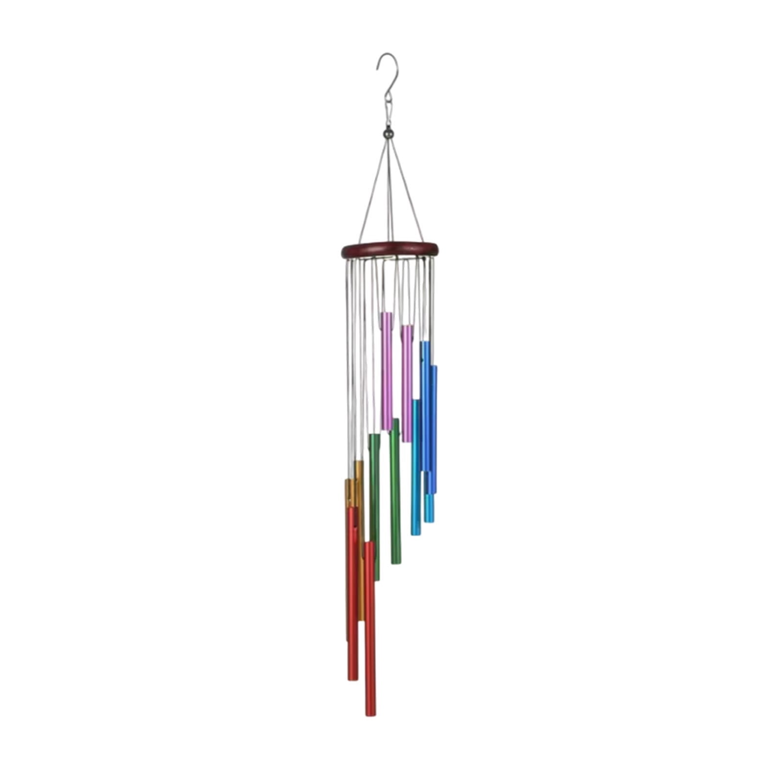 Colorful 12-Tube Metal Wind Chime With Red Wood Top, Aluminum Tuning ...