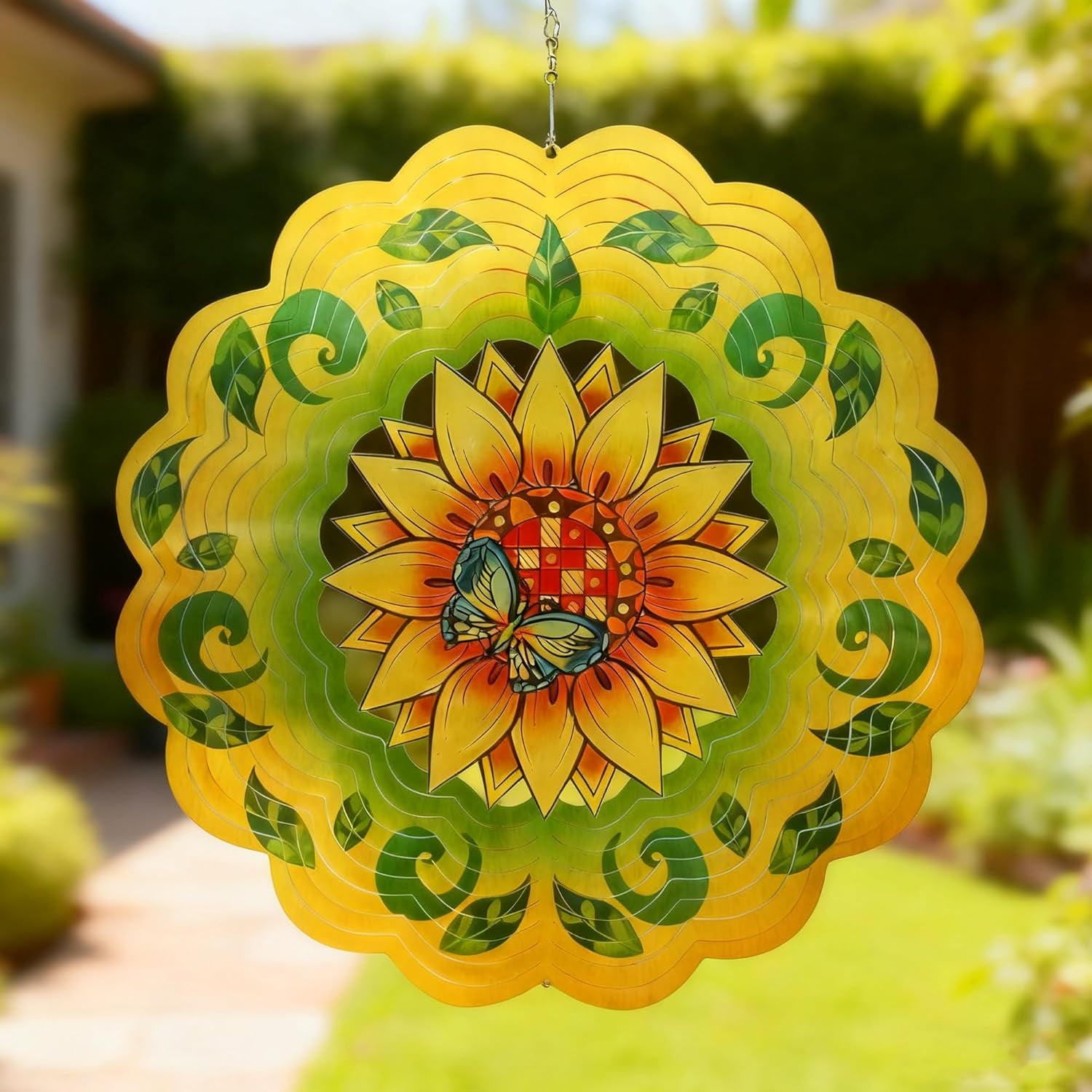 Colorful 12-inch Stainless Steel Wind Spinner, 3D Hanging Garden Decor ...