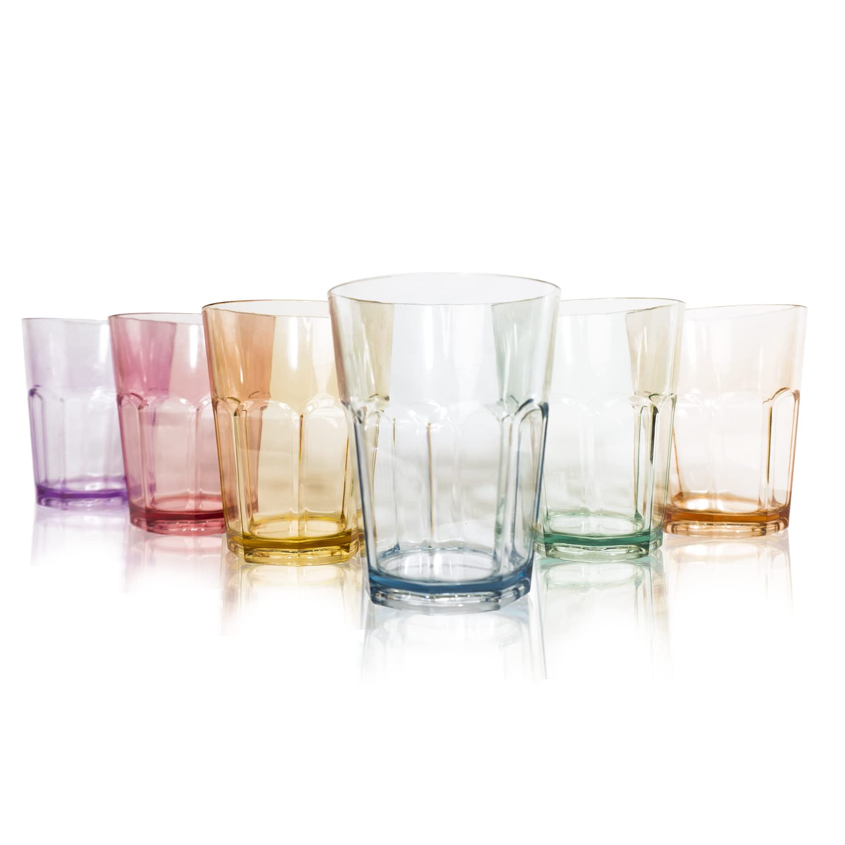 Colorful 14 Ounce Hard Plastic Cups - Set of 6 Unbreakable Tumblers for ...