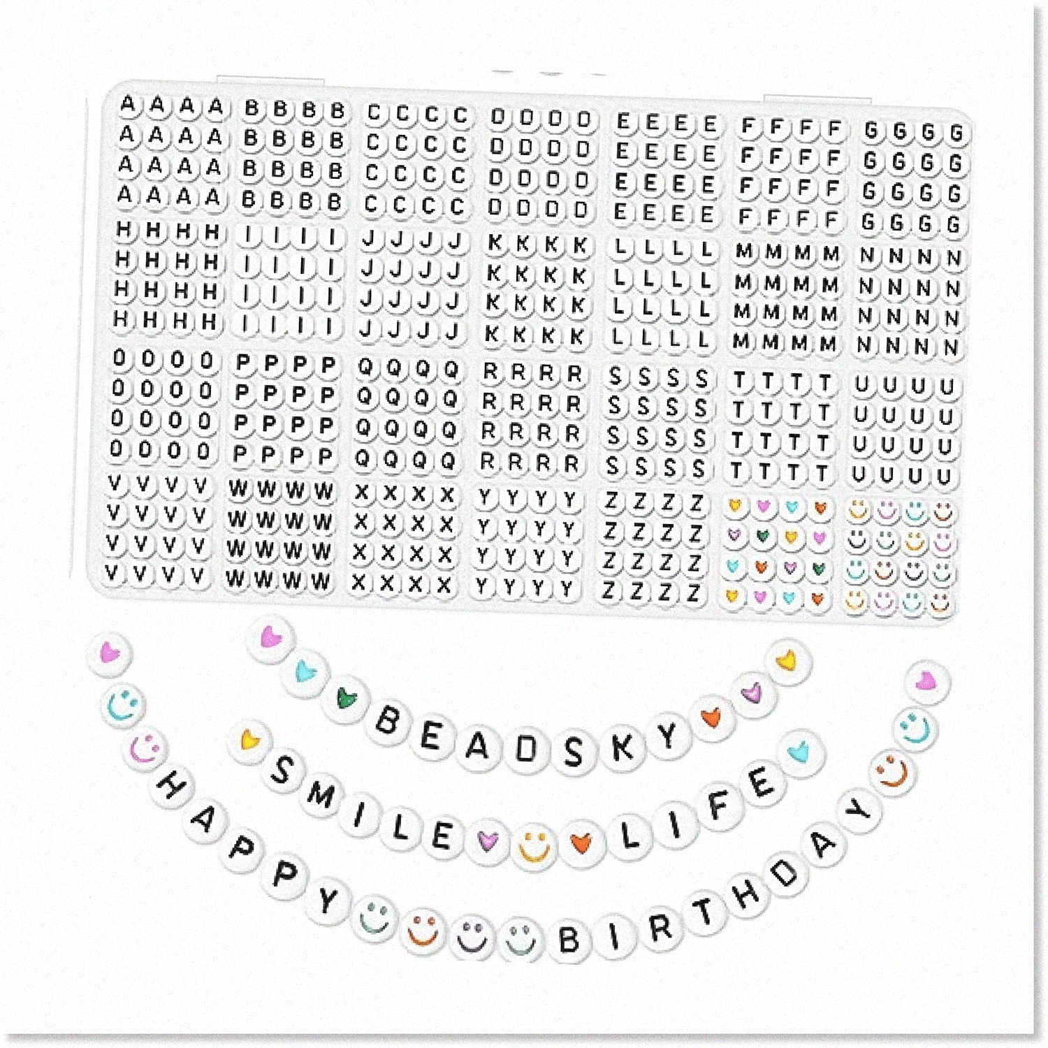 1456PCS Colorful Smile Face Heart Friendship Bracelet Making Kit - A-Z ...